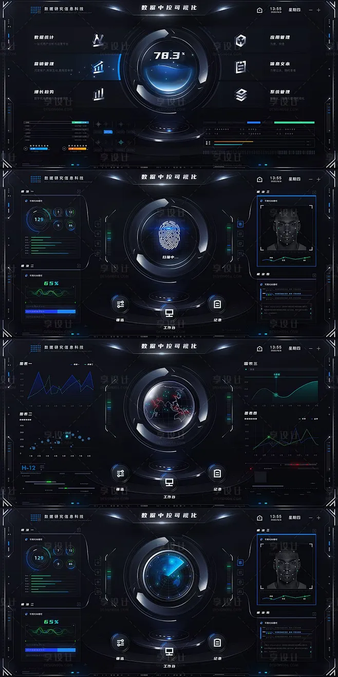 数据可视化驾驶舱大屏UI设计-源文件分享-ywjfx.cn-花瓣网