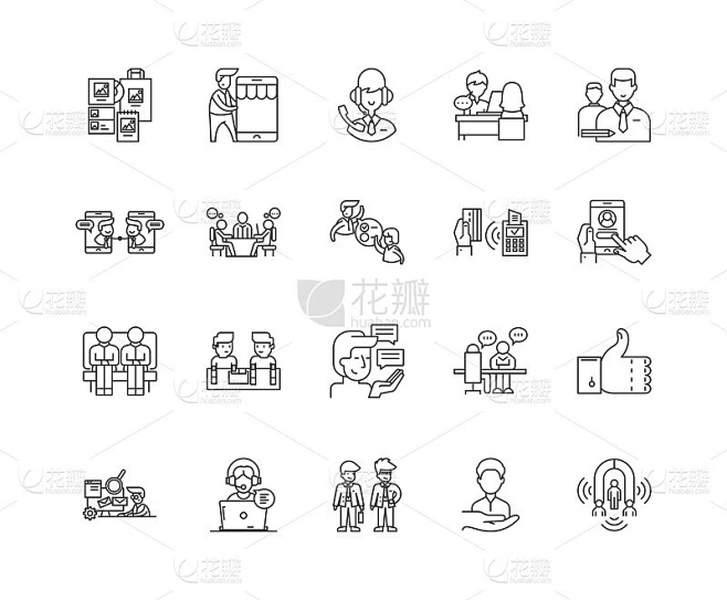 Client services line icons, signs, vector set, out素材-花瓣网