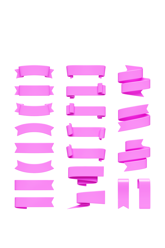 Pink Ribbon Banner 3D