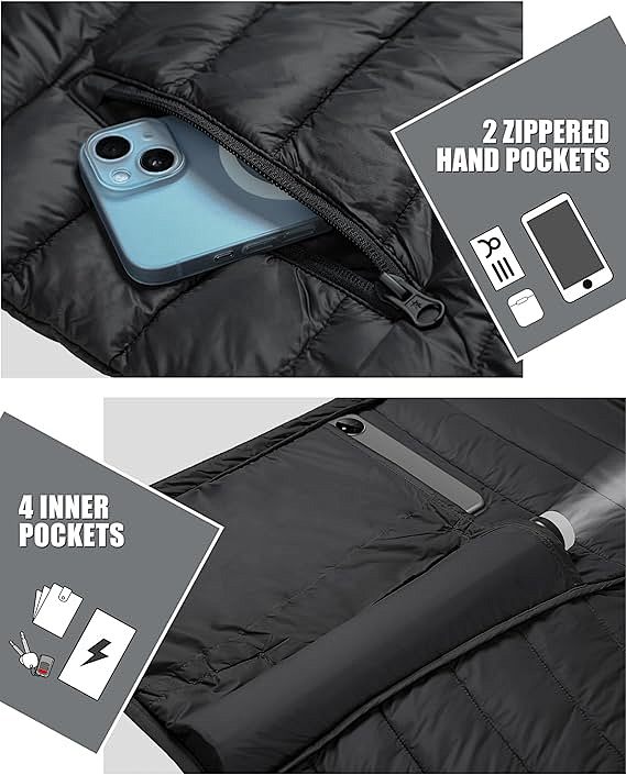 Pioneer Camp Mens Lightweight Packable Puffer Jacket Hooded Insulated ...