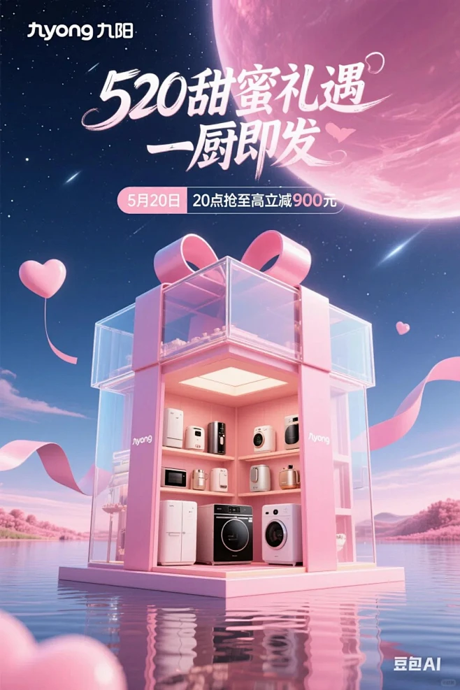 豆包AI直出520家电主视觉海报（附提示_5_太好看了叭_来自小红书网页版-花瓣网