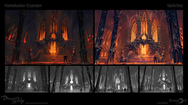Demon's Souls - Flamelurker Chamber Concept-花瓣网