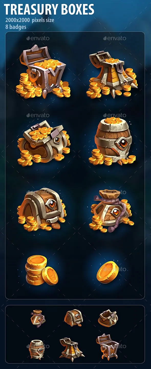 Treasury Boxes - Miscellaneous Game Assets-花瓣网