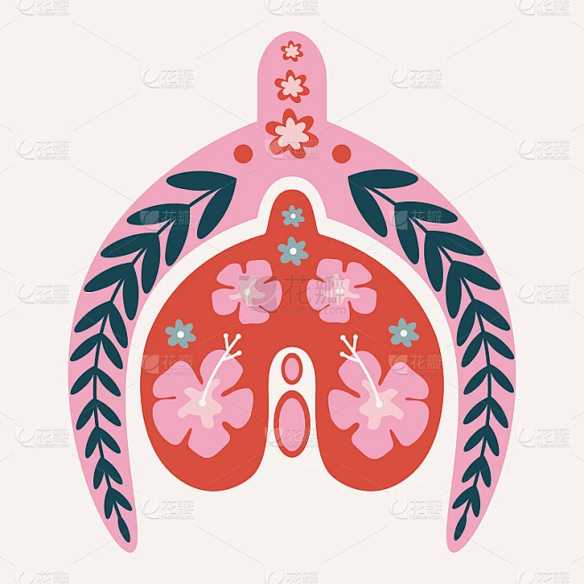 Vector illustration of a clitoris with flowers and素材-花瓣网