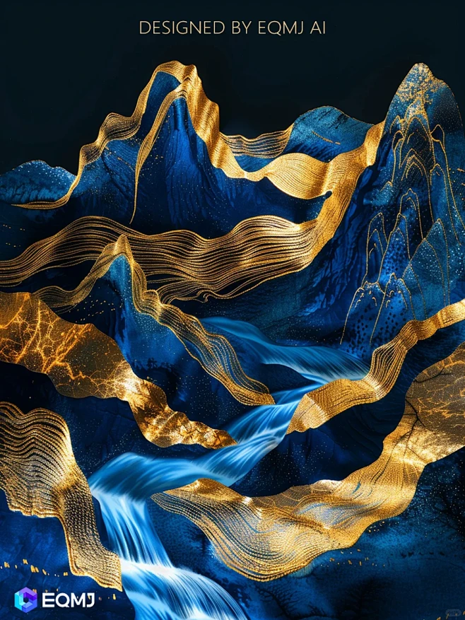 大美国风丨EQMJ AI绘制发光鎏金写意山水画 - 小红书-花瓣网