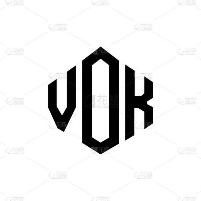 VOK letter logo design with polygon shape. VOK pol