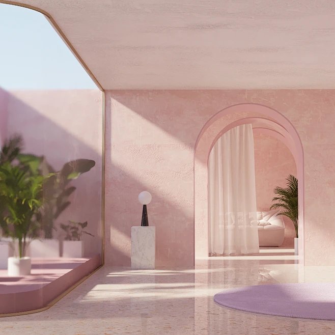 Places to Rest : A serie of interiors and objects created in a peaceful mindset. _艺术背景_T2020223 -花瓣网