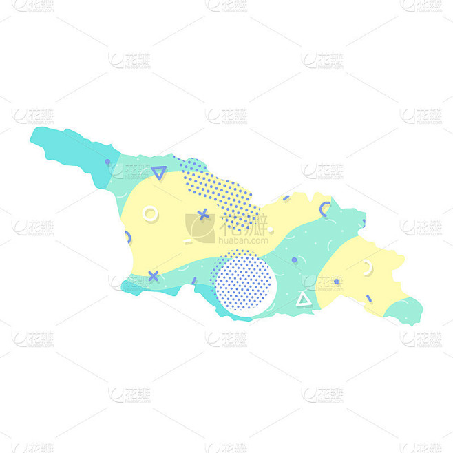 亚洲的格鲁吉亚国家，亚洲地图插图，矢量孤立在白色的背景