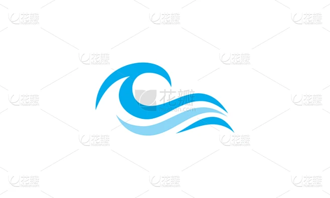 ocean wave abstract water logo素材-花瓣网