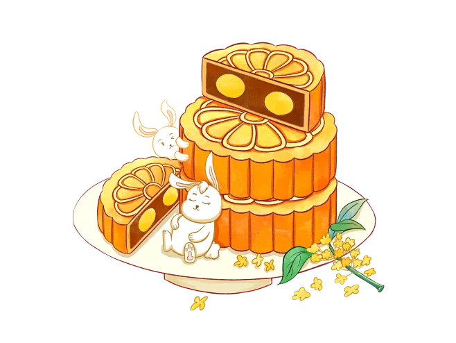 【S0005】2023年中秋节月亮月饼玉兔桂花海报插画手绘元素模板png免扣素材 (37)-花瓣网