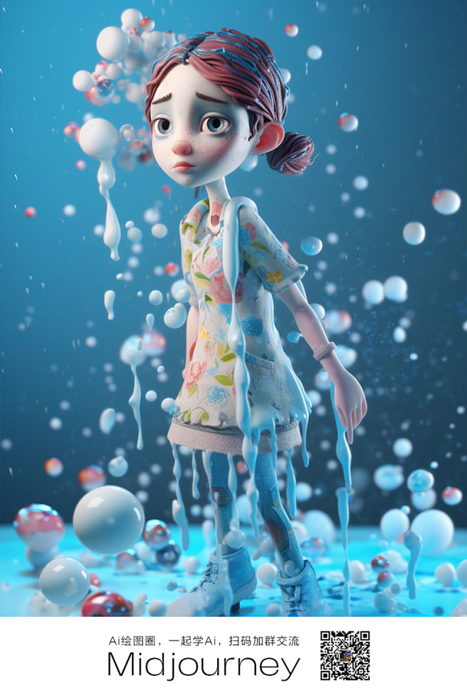 C4D效果卡通人物ai绘图Midjourney关键词分享：