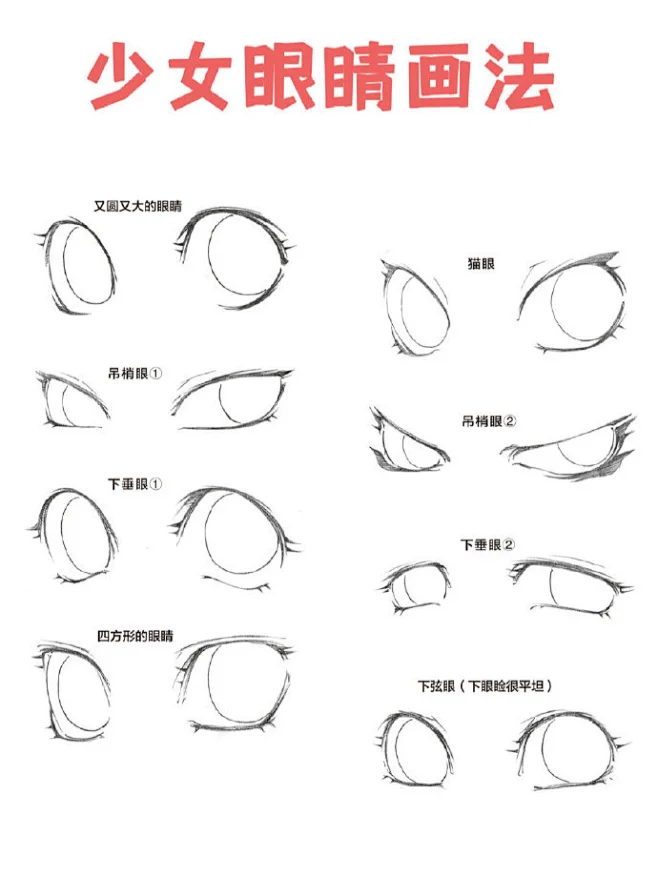 眼睛教程 | 女孩子的不同眼型画法 cr ： 中青动漫 -花瓣网