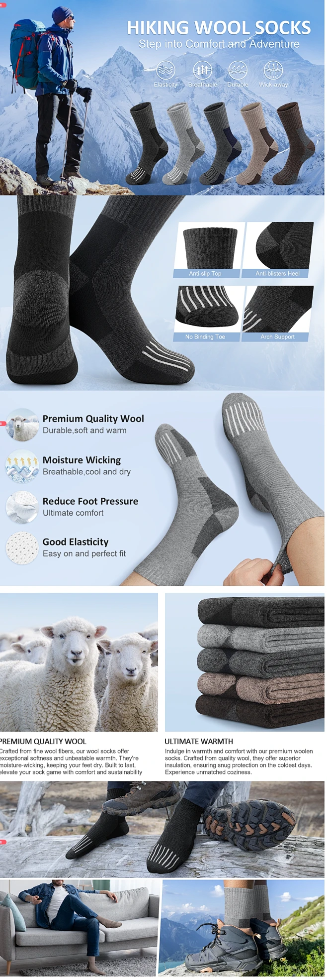 SIMIYA Wool Socks for Men, Warm Thermal Winter Socks for Cold Weather ...