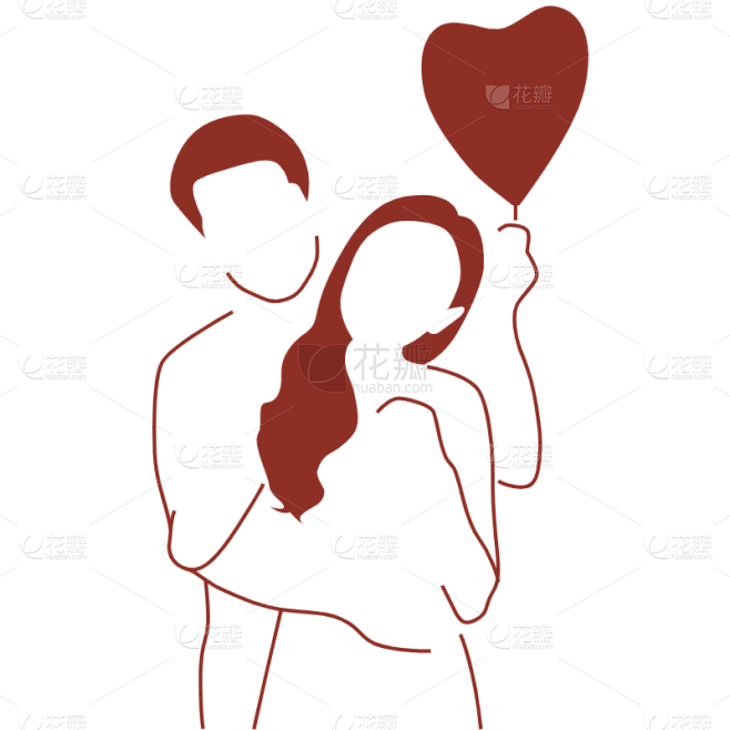 情人节简笔画-依偎