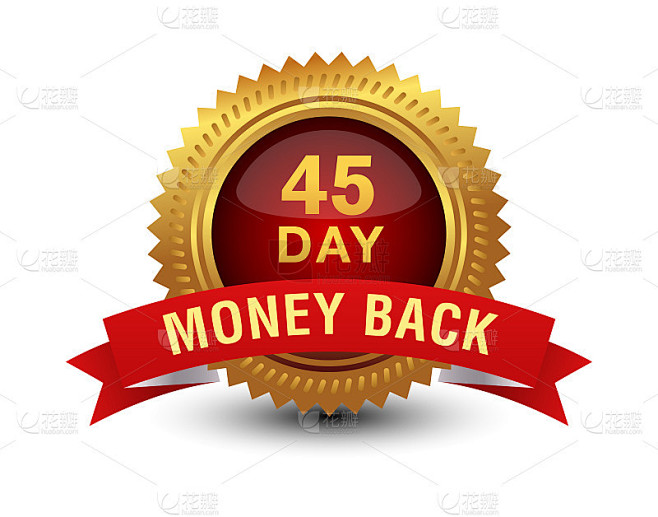 45 Day money back golden red seal, stamp, badge, s