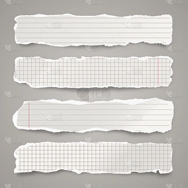 Ripped paper strips. Realistic crumpled paper scra图片_其他图片图片素材-花瓣网