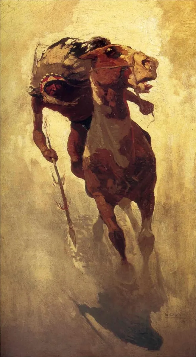"The Indian Lance" Artist: NC Wyeth-花瓣网