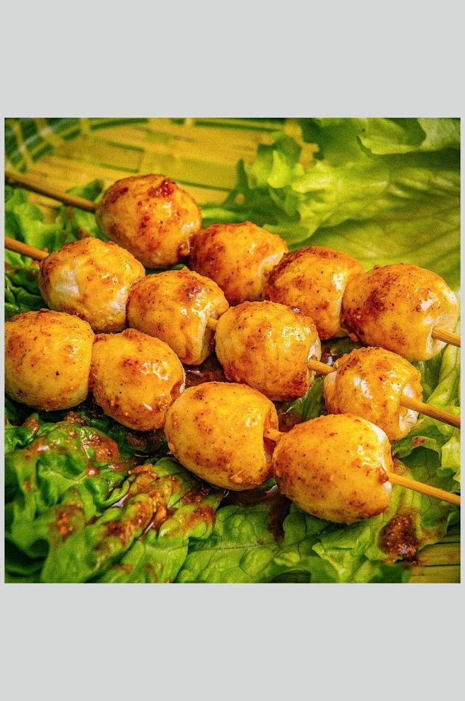 肉丸炸串烧烤美食图片