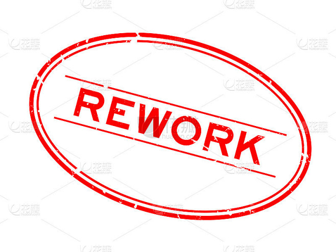 Grunge red rework word oval rubber seal stamp on w