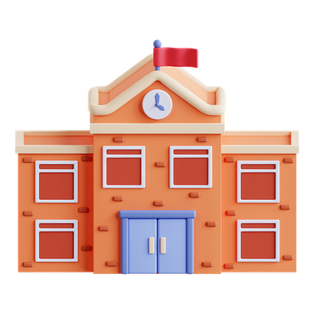 School Building 3D Icon-花瓣网