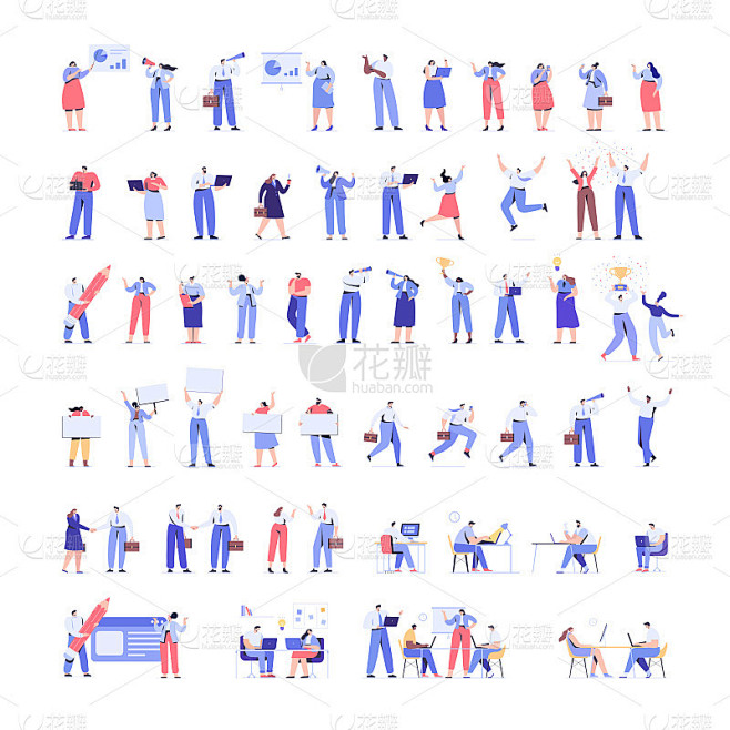 Business People vector set. Men and women. Busines素材-花瓣网