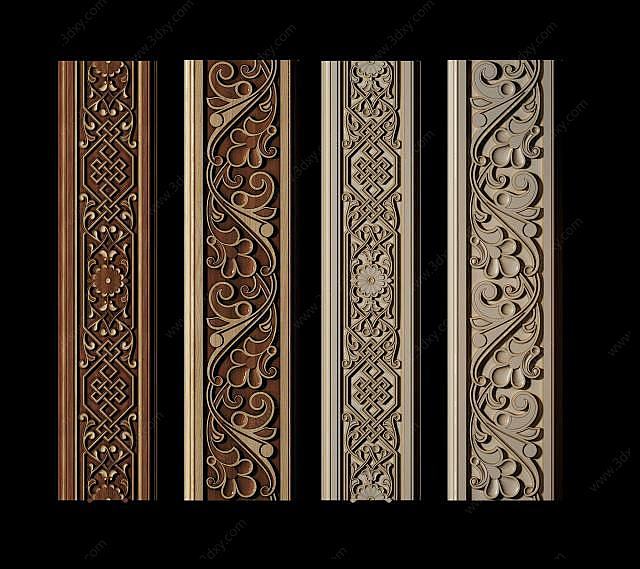 新中式雕花装饰线3D模型