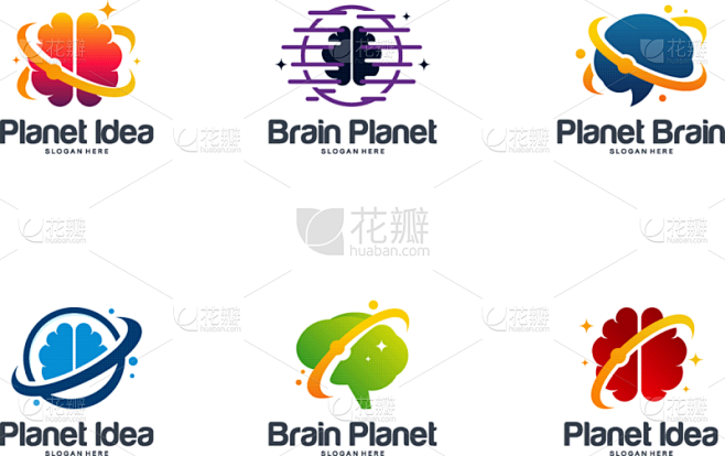 collection brain logo designs template planet