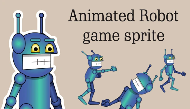 Animated robot game sprite | GameDev Market : Description: 5 animations ...