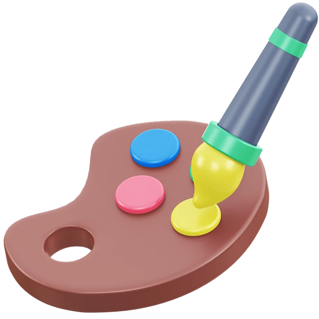 Brush and paint pallet - 24款教育3D图标素材下载 Education 3D icon pack .blender ...