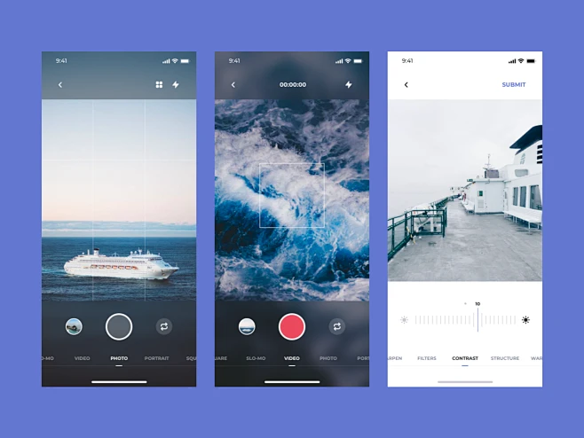Think UI Kit – Camera App interface ios app kit ui kit filters video ...