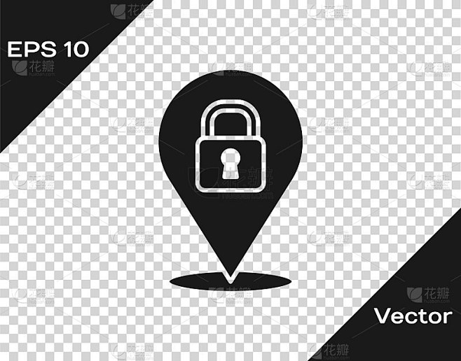 Black Location lock icon isolated on transparent b