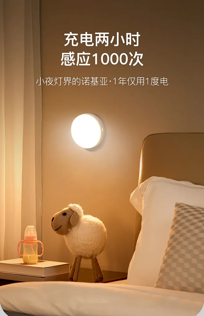 人体感应灯智能小夜灯衣柜过道楼梯LED声光控充电家用免布线起夜-tmall.com天猫-花瓣网