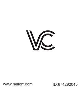 Initial letter vc, linked outline rounded lowercase, monogram black