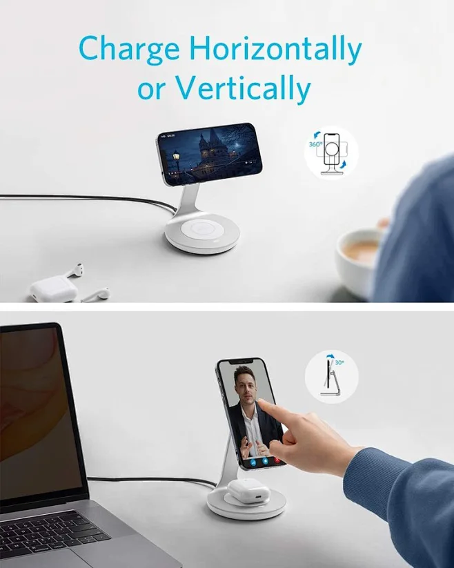 PowerWave Magnetic 2-in-1 Stand with 4 ft USB-C Cable : Anker Wireless ...