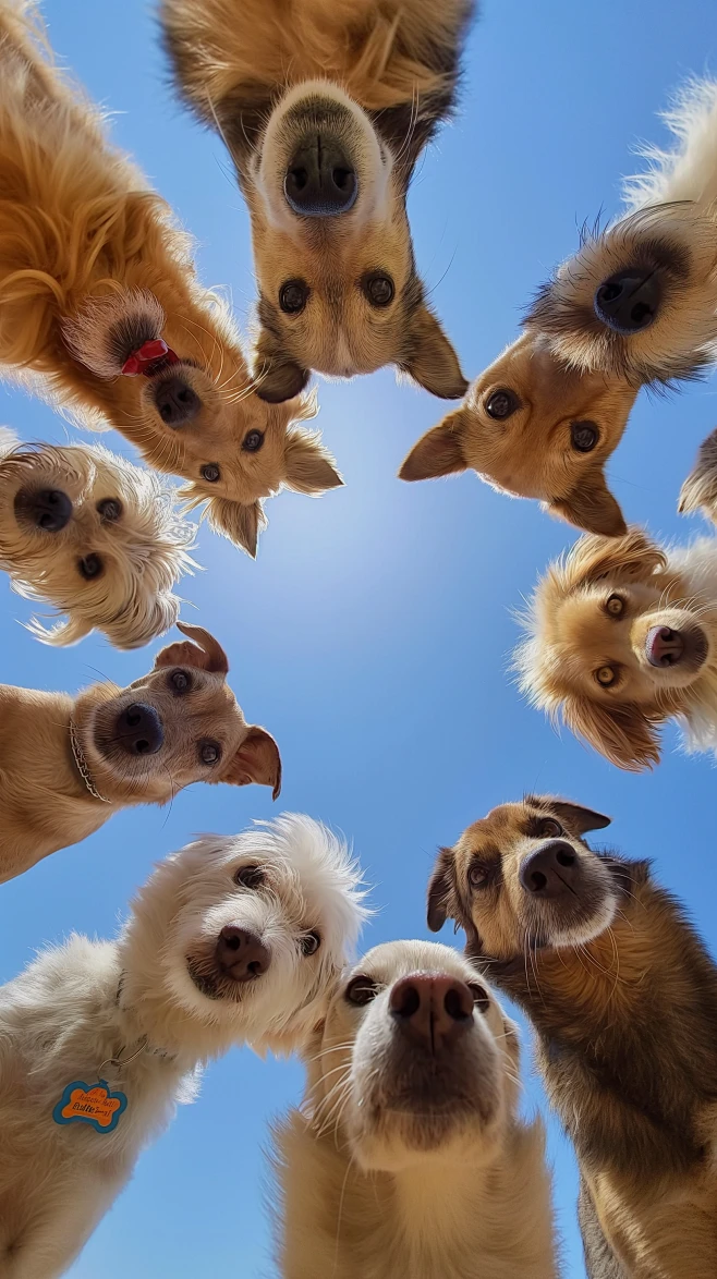 maroniv5149_A_circle_of_8_cutest_dogs_standing_in_a_huddle_look ...