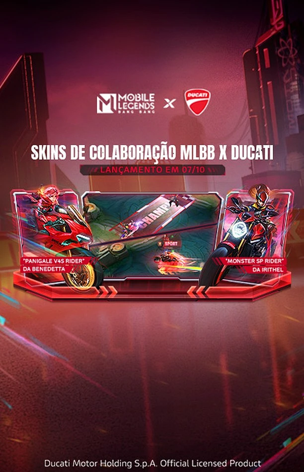 No dia 07/10 chegam as tão esperadas skins de colaboração MLBB X Ducati ...