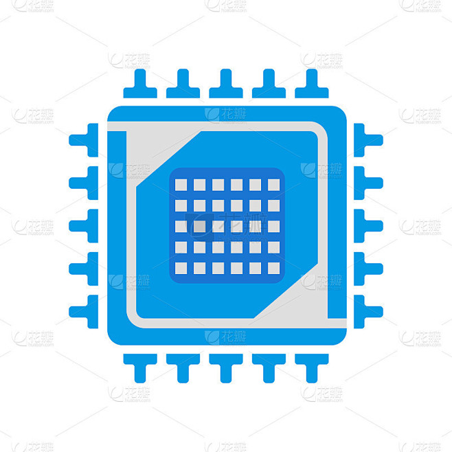 Cpu图标矢量符号和符号隔离在白色背景上