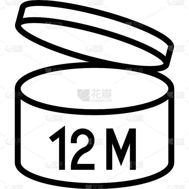 周期开后12M标号线图标，矢量插图