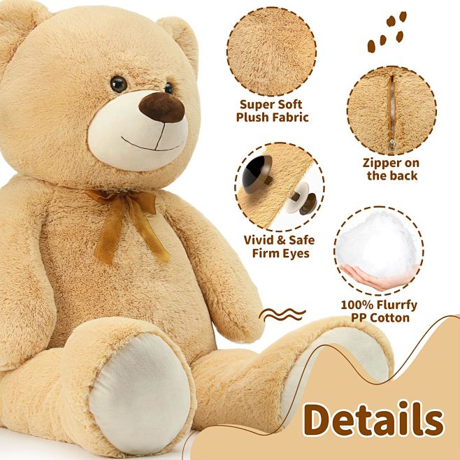 Amazon.com: MorisMos Giant Teddy Bear Stuffed Animal 4 Feet, 51in Big Teddy Bear for Baby Shower ...