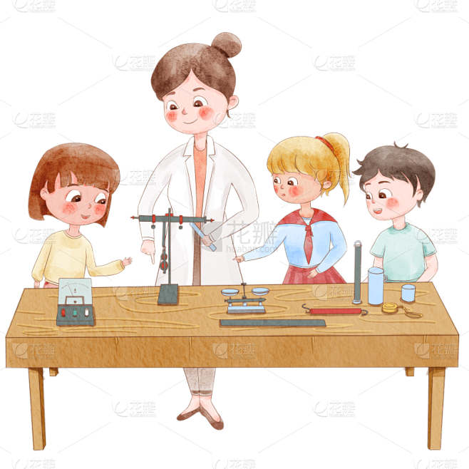 手绘-科学课教育学习人物场景4素材-花瓣网