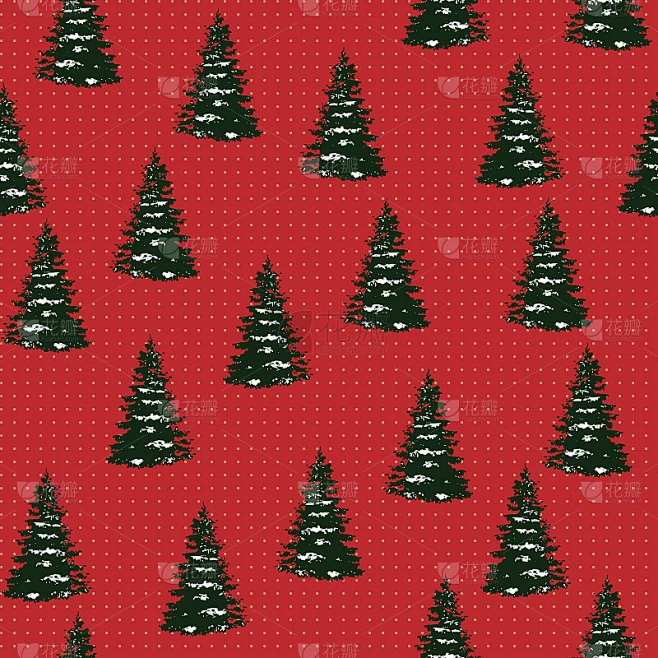 无缝圣诞树圣诞佳节图案素材-花瓣网
