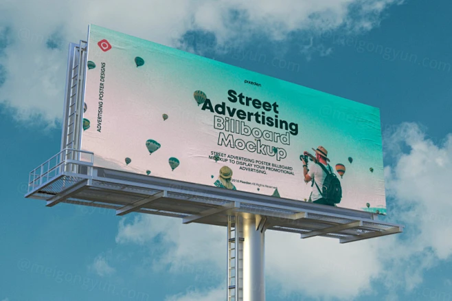 高速公路广告牌高炮海报贴图样机PSD模板 Billboard Mockup : -花瓣网