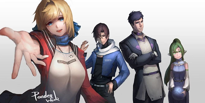 2017051902#插画#OOY#Aliya#阿利娅#Tang#哈曼#NICO#妮可#Pandea_work#半身绘#人物群像#-花瓣网