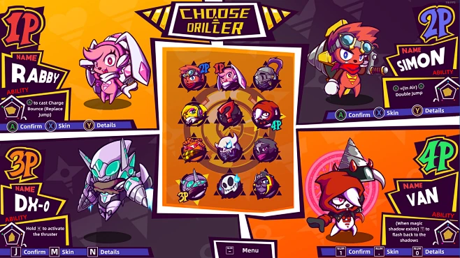 Steam 上的 Drill Man Rumble : 《钻头派对》是一款2D卡通风格的派对乱斗游戏。游戏核心机制为一命制的快节奏乱斗，选择能力各异的角色和钻头组合，在三种模式中成为每一场乱斗 ...