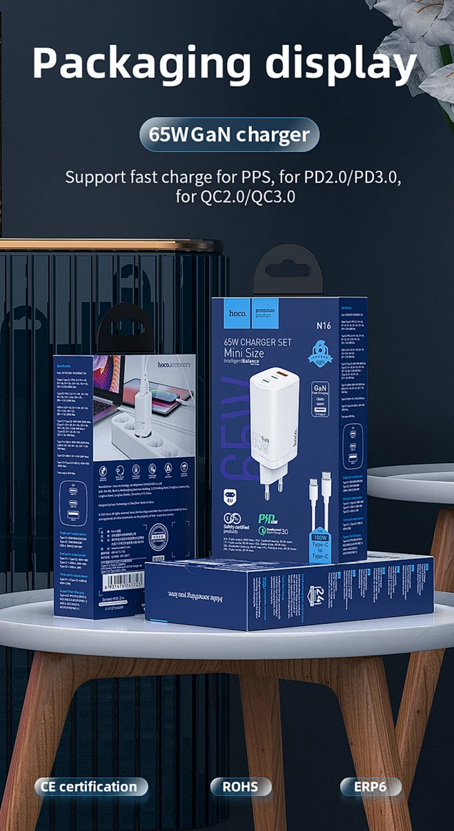 10.91US $ 45% OFF|Hoco 65w Gan Charger Usb C Quick Charge 4.0 3.0 Type ...