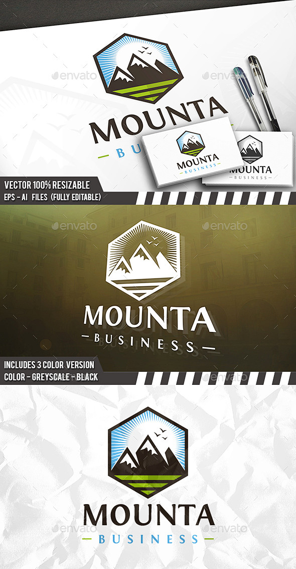 山太阳鸟类自然标志模板Mountain Sun Birds - Nature Logo Templates数据冒险、鹰峰生态商业、经济媒体 ...