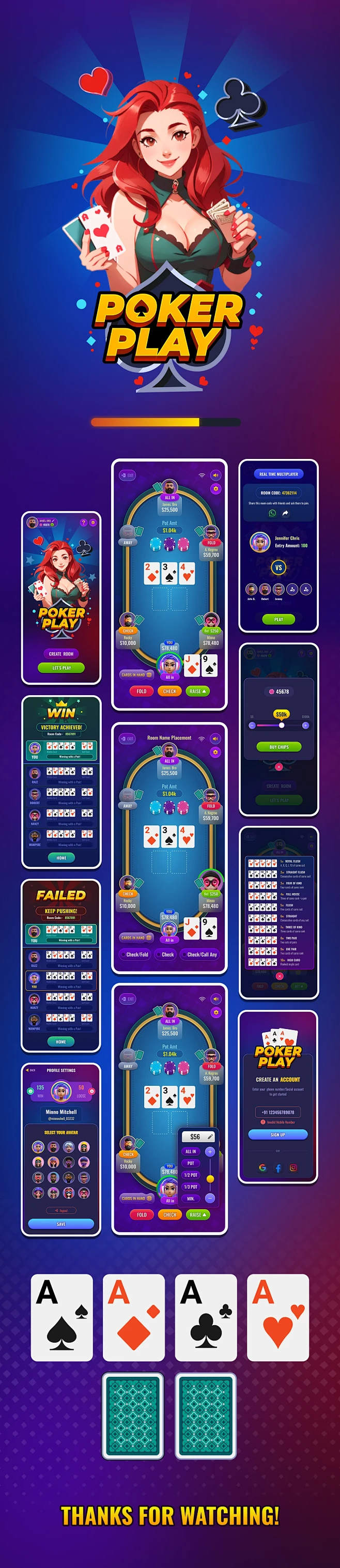 game ui Poker Poker game ui gambling Cards design logo ui art game UI/UX cards game ui-花瓣网