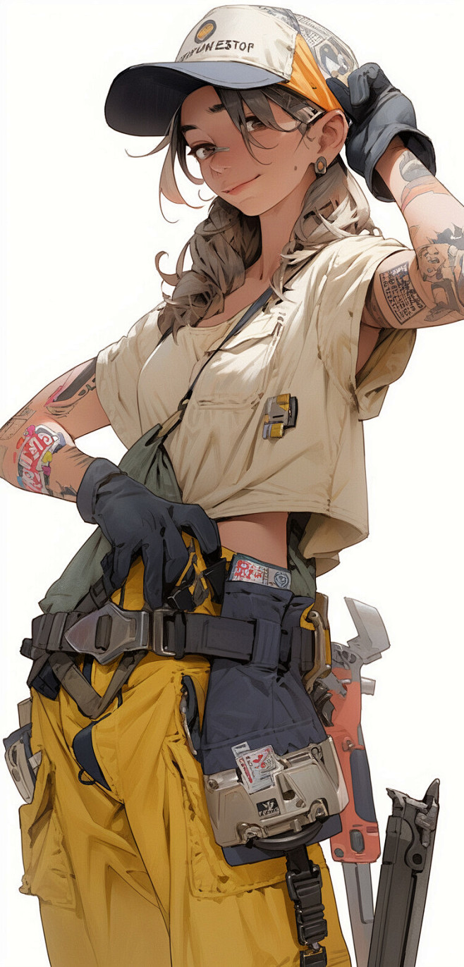 maya4v-talvi-a-female-mechanic-wearing-a-pulled-down-loose-brightly-c ...