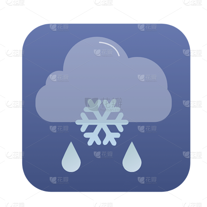 ICON-扁平天气icon-雨夹雪