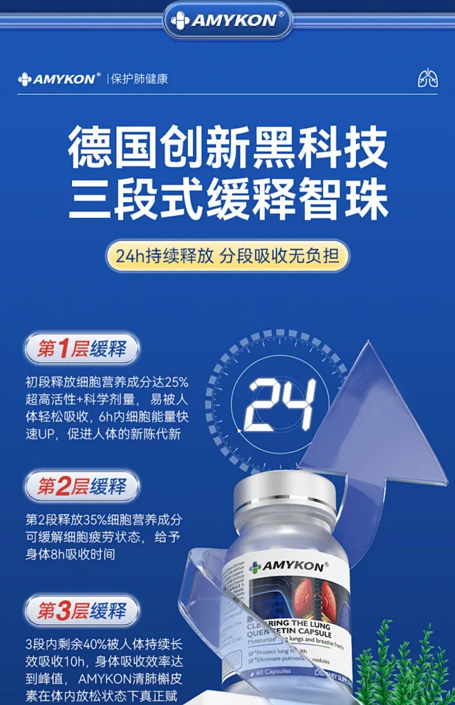 德国AMYKON肺槲皮素菠萝蛋白酶二氢肺胶囊保健肺部动力营养品进口-tmall.com天猫-花瓣网